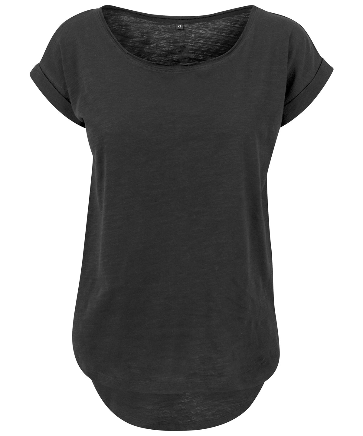 Womens long slub tee | black – teeone
