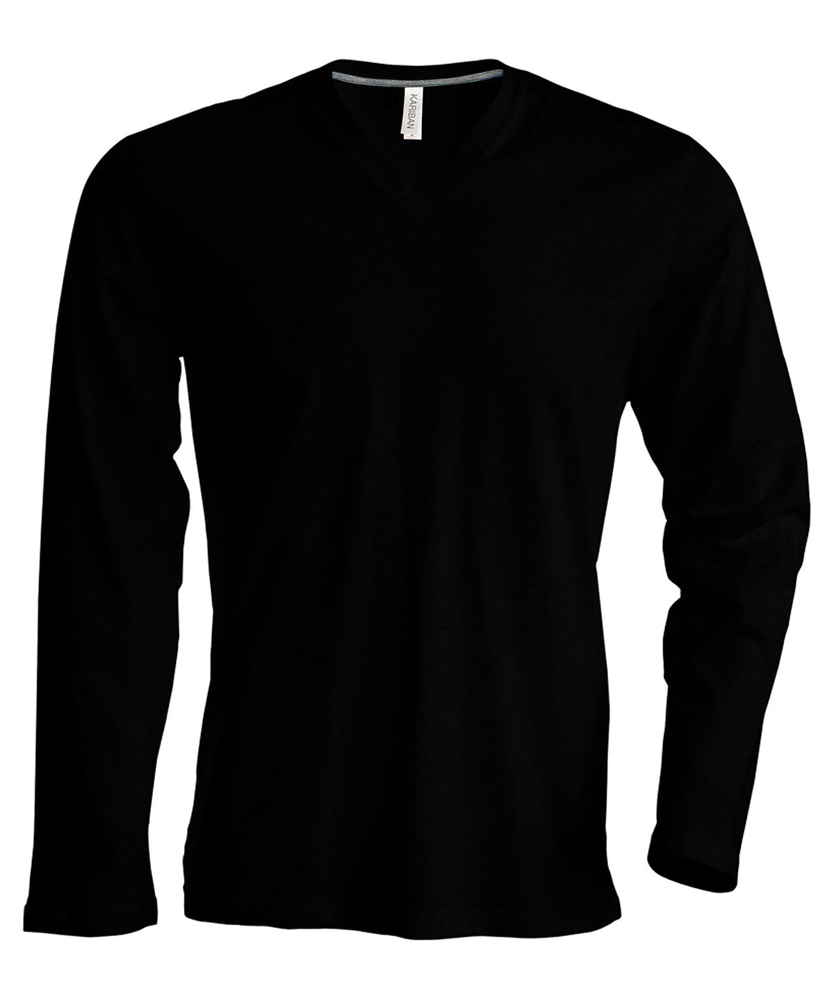 Mens long-sleeved V-neck T-shirt | black – teeone