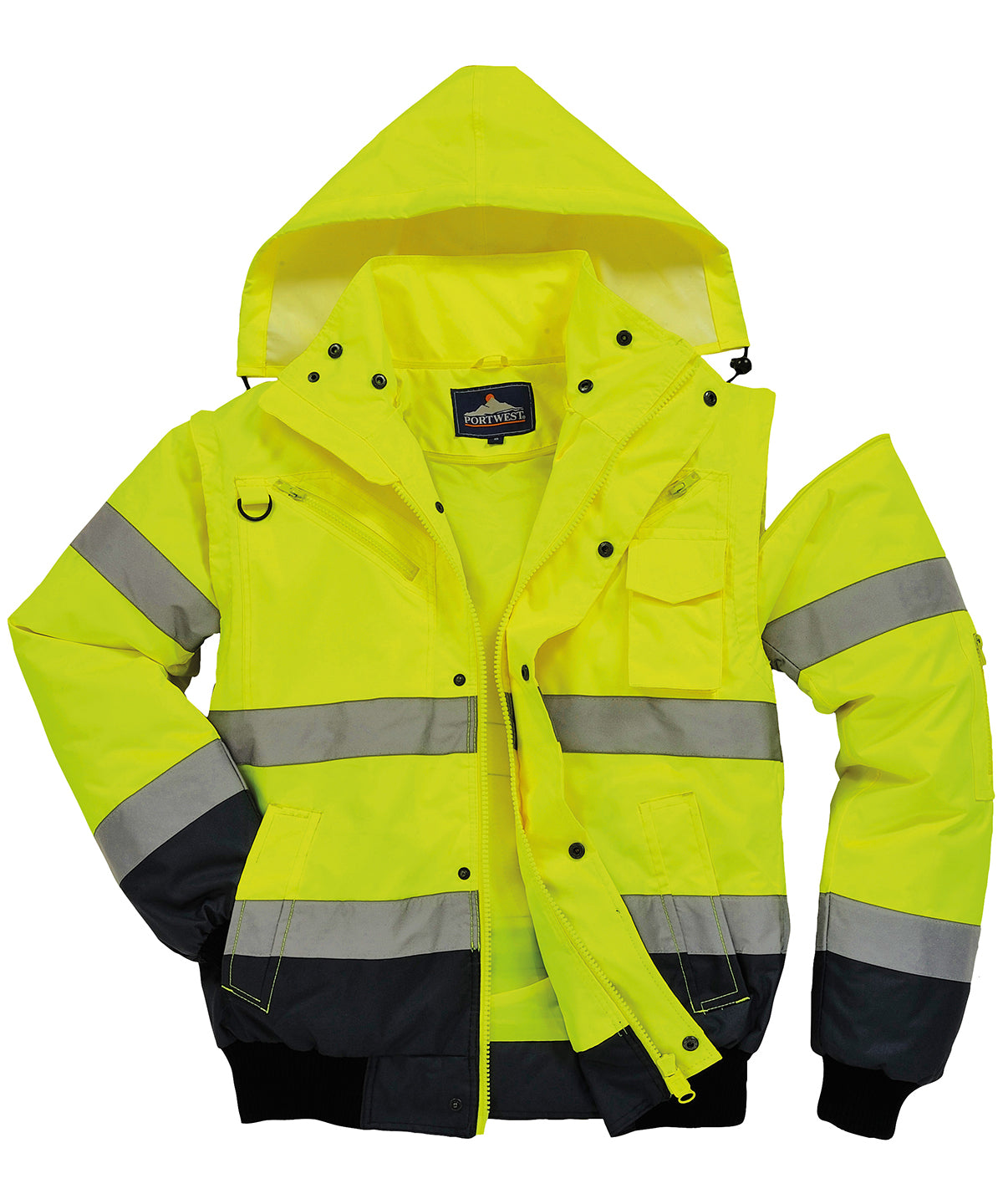 Hi-vis contrast bomber jacket (C465) | yellow/navy – teeone