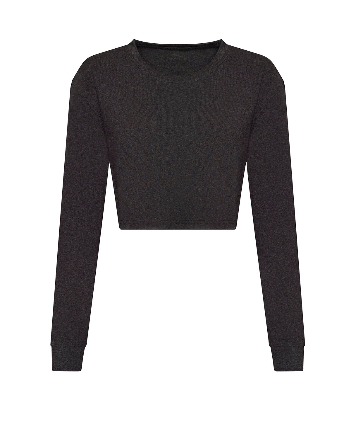 Womens long sleeve cropped T | heather black – teeone